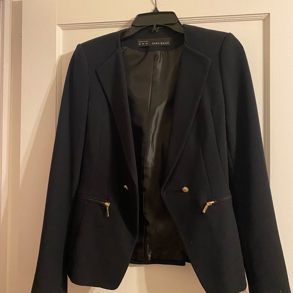 Zara | Jackets & Coats | Zara Black Structured Blazer | Poshmark